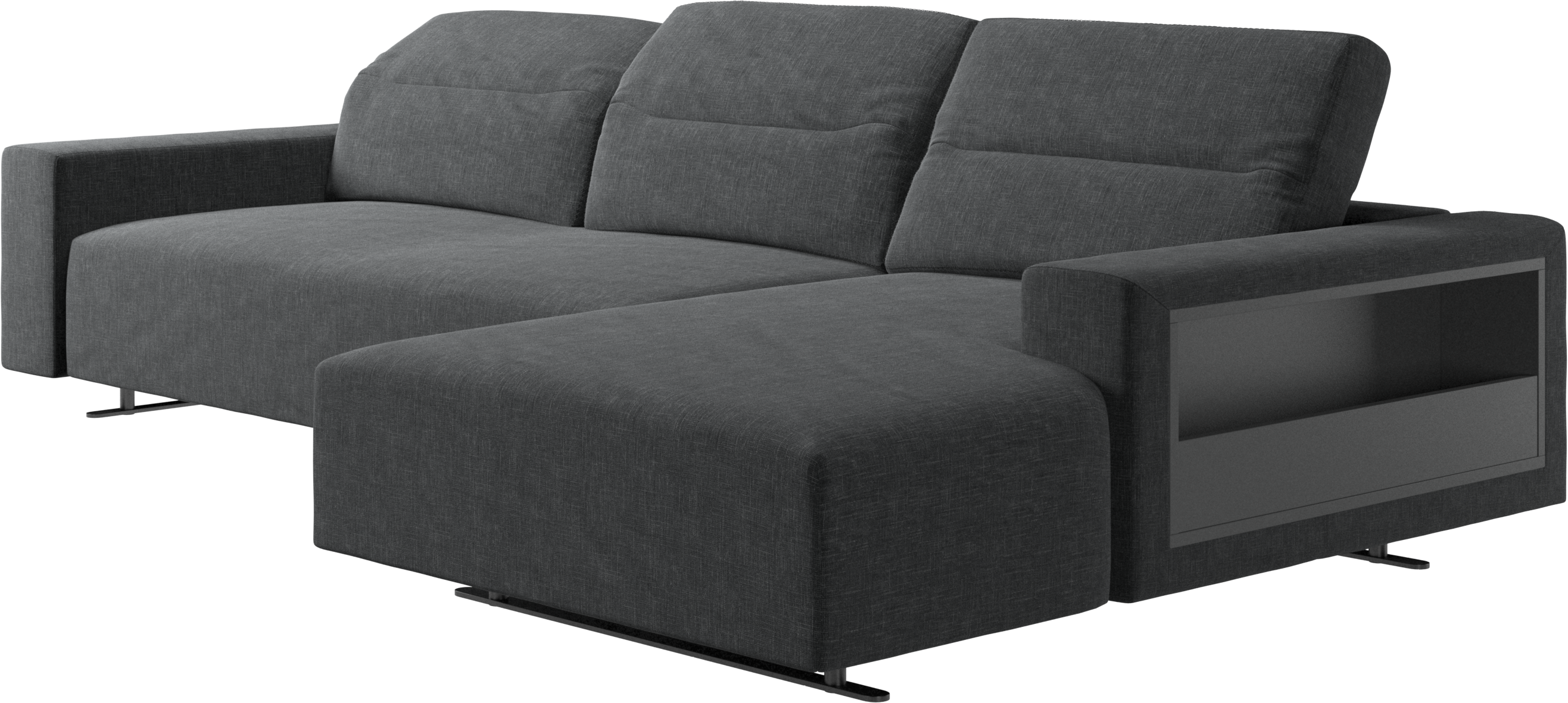 Hampton sofa with adjustable back and resting unit left side, storage right side | BoConcept